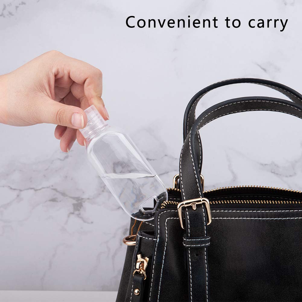 WANDIC Travel Bottles, Set of 6 Clear Plastic Refillable Travel Containers with Clips Liquid Containers with Hook for Shampoo and Toiletries, 50ml