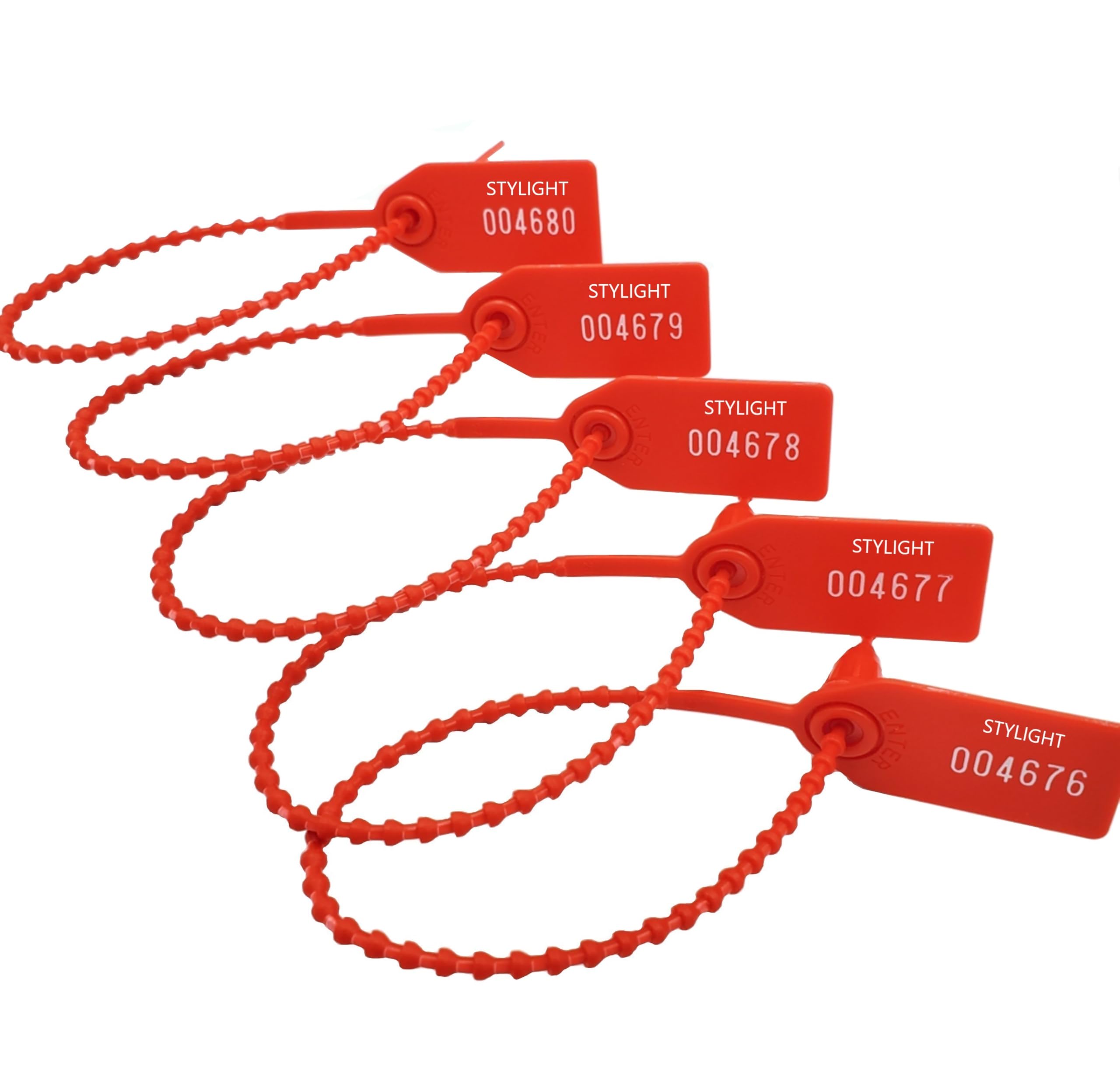 STYLIGHT - 1000 Shipping Seals, Plastic Truck Seals, Trailer Seals, Container Seals, Tamper Evident Seals, Security Seals, Numbered Sequentially (Red, 1000)