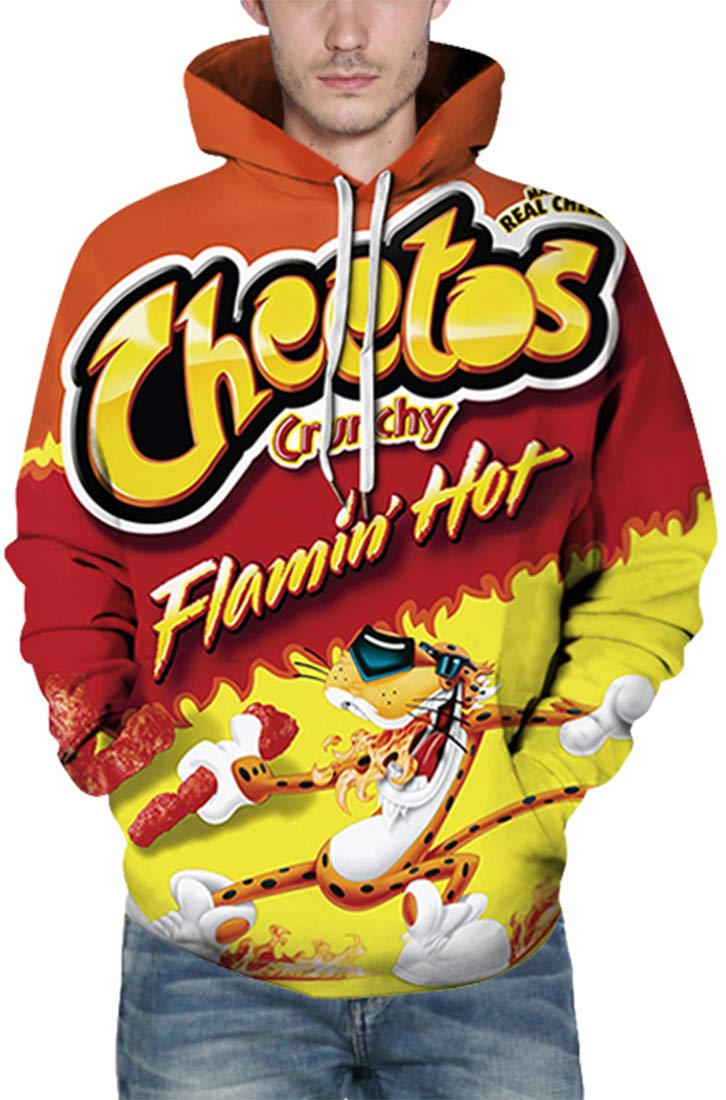 Chaos World Men's Novelty Hoodie Realistic 3D Print Pullover Unisex Casual Sweatshirt(3XL,Leopard Yellow)
