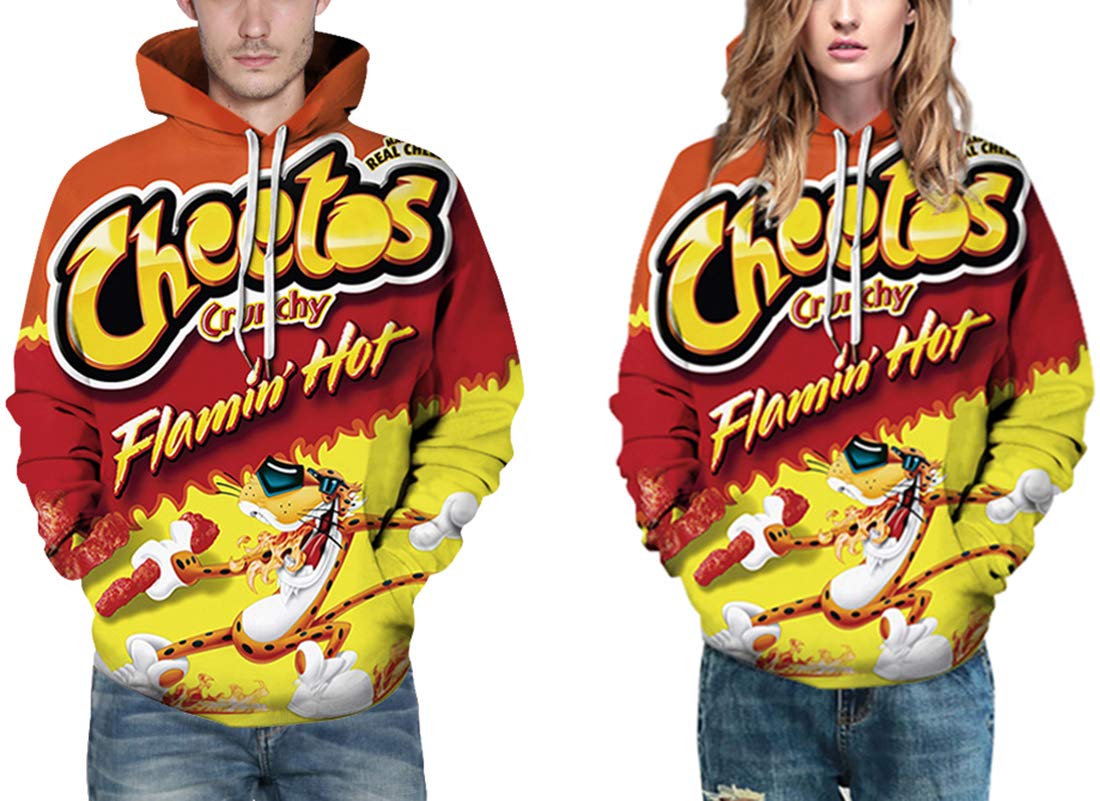 Chaos World Men's Novelty Hoodie Realistic 3D Print Pullover Unisex Casual Sweatshirt(3XL,Leopard Yellow)