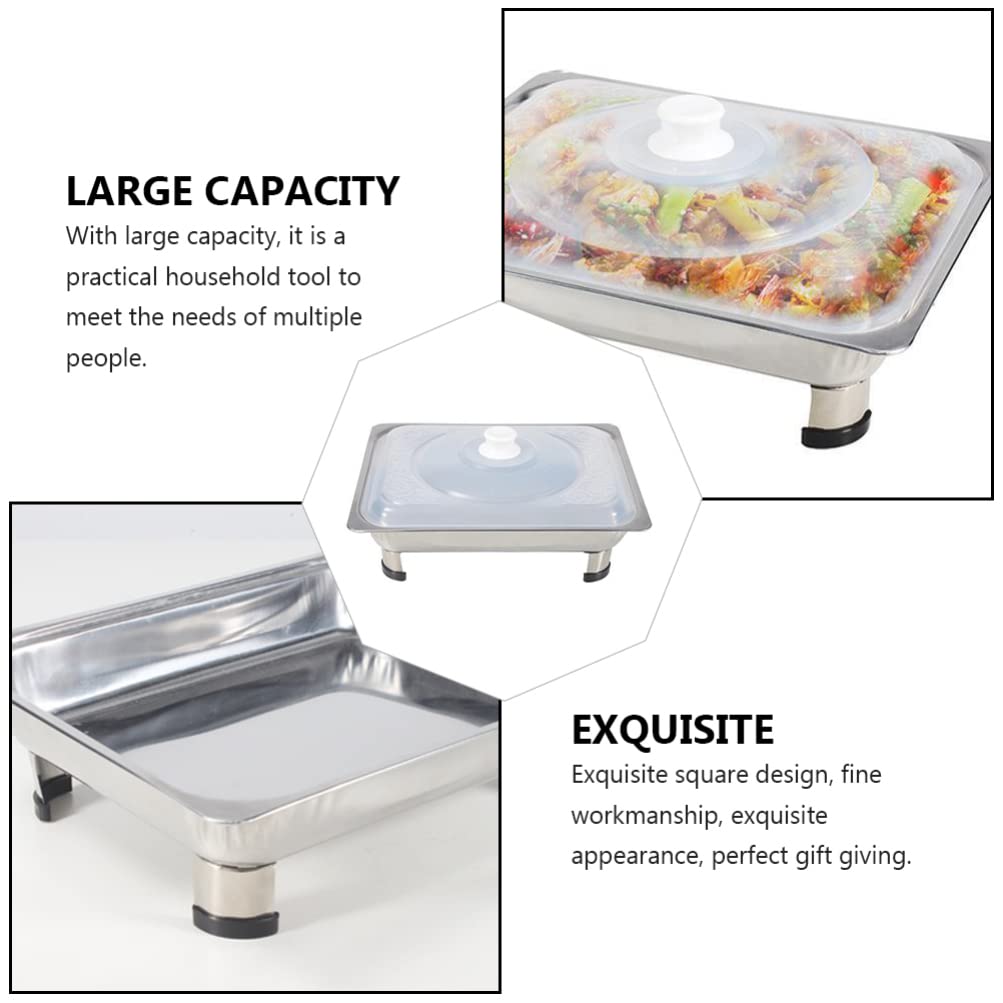 DOITOOL 1 Set Four-Legged Fish Grill Square Buffet Tray Buffet Plate Stainless Steel Food Tray Versatile Food Plate Food Holding Plate Buffet Supply Restaurant Accessory Square Food Plate