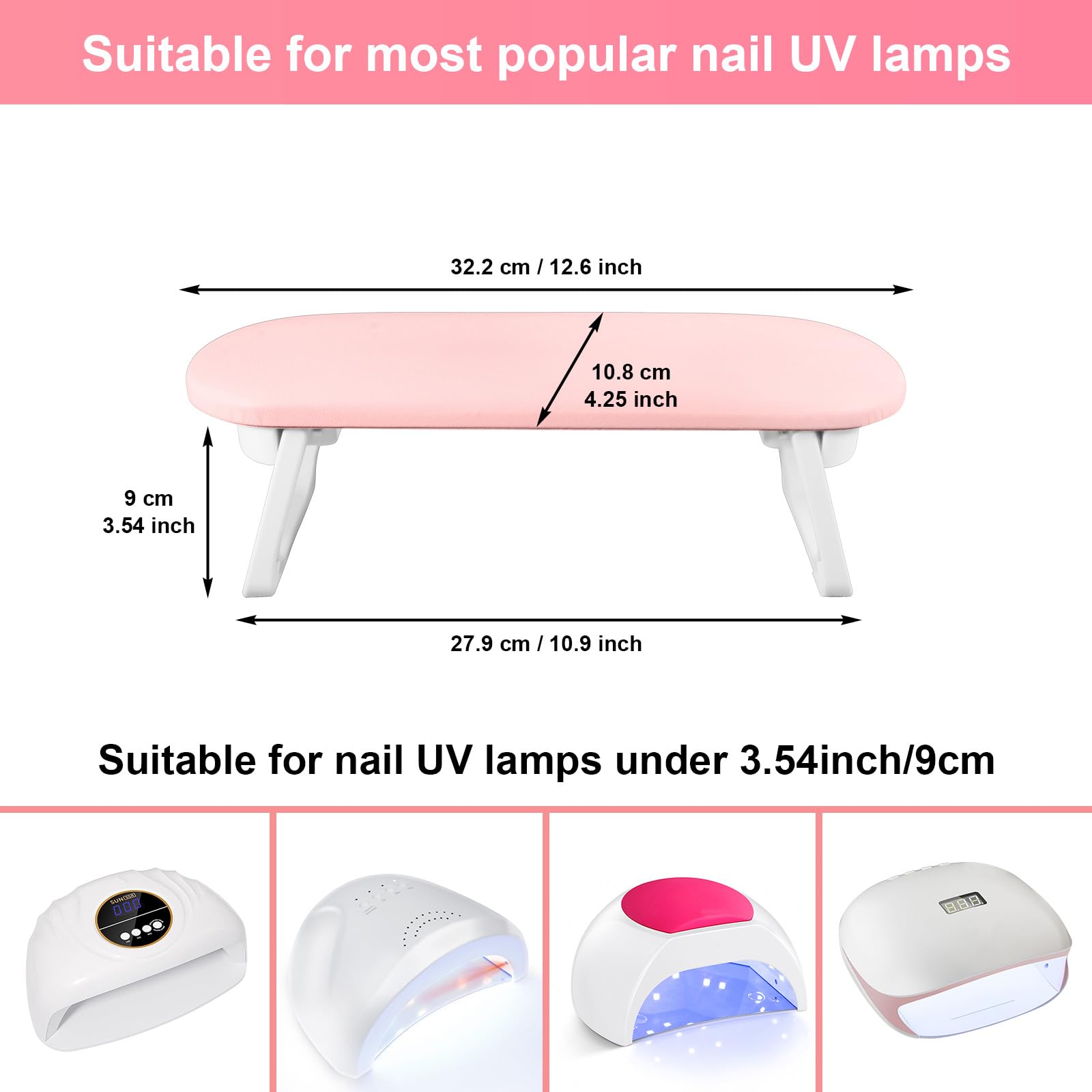 Diesisa Nail Arm Rest, Foldable PU Leather Nail Arm Rest for Nails with Soft Table Mat, Soft Hand Rest for Acrylic Nails/Nail Hand Rest for Manicure Salon Use-Pink