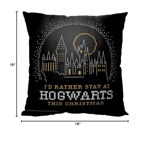 Northwest Harry Potter Pillow, 18" x 18", Hogwarts Christmas Woven Style
