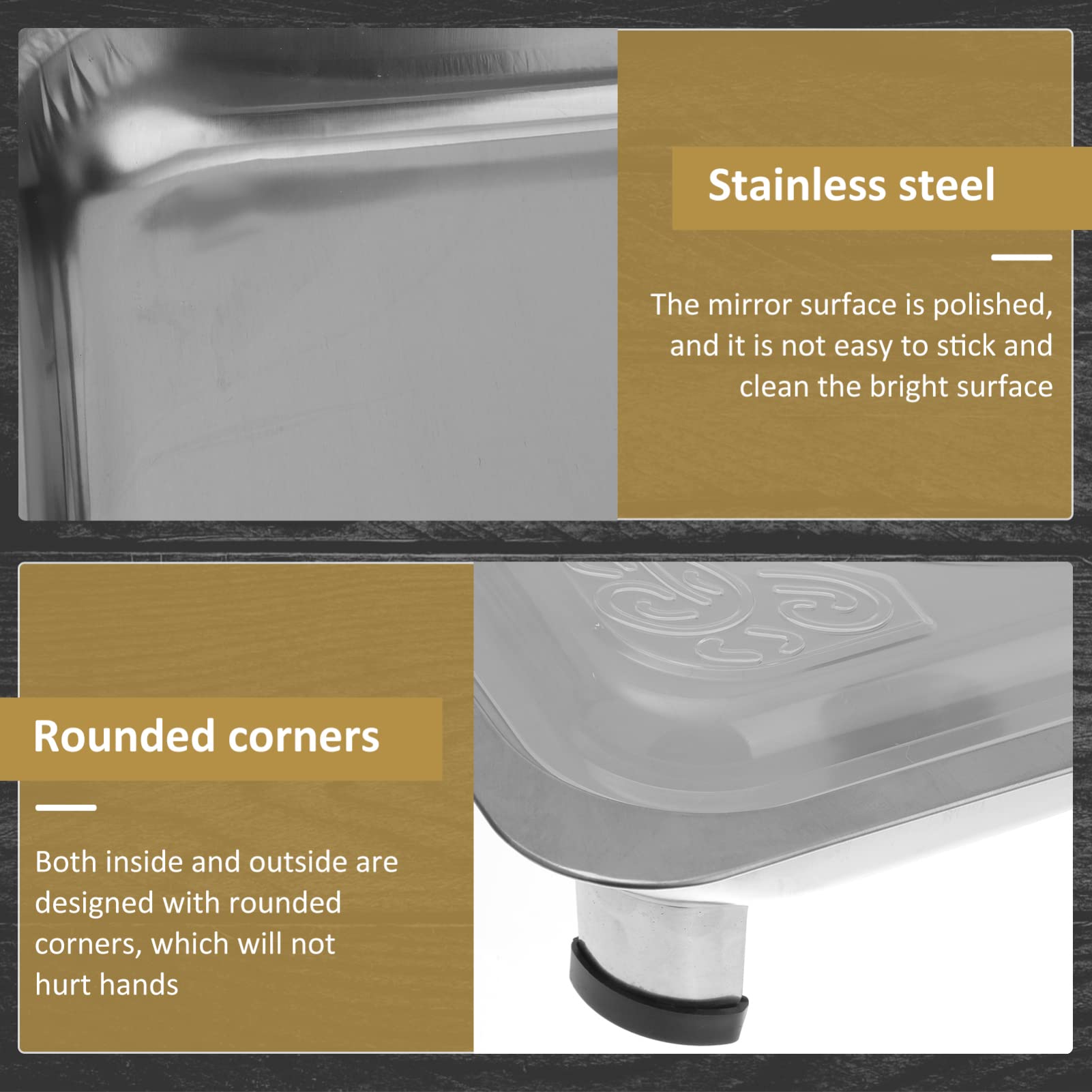 DOITOOL 1 Set Four-Legged Fish Grill Square Buffet Tray Buffet Plate Stainless Steel Food Tray Versatile Food Plate Food Holding Plate Buffet Supply Restaurant Accessory Square Food Plate