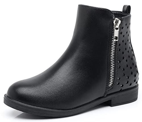 Apakowa Kids Girls Chelsea Boots Fashion Combat Boots Side Zipper Booties (Little Kid/Big Kid)