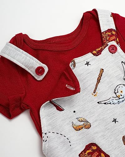 Harry Potter Baby Boys T-Shirt and Shortall Romper Set Gifts Baby Clothes (Burgundy, 18 Months)