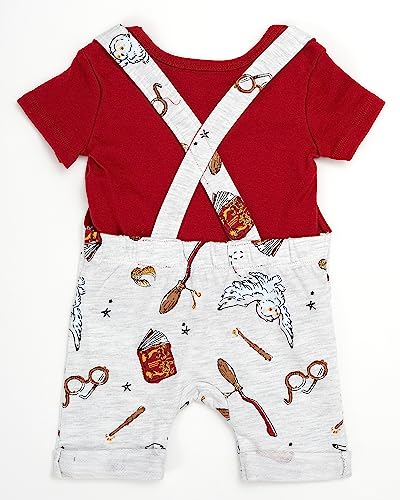 Harry Potter Baby Boys T-Shirt and Shortall Romper Set Gifts Baby Clothes (Burgundy, 18 Months)