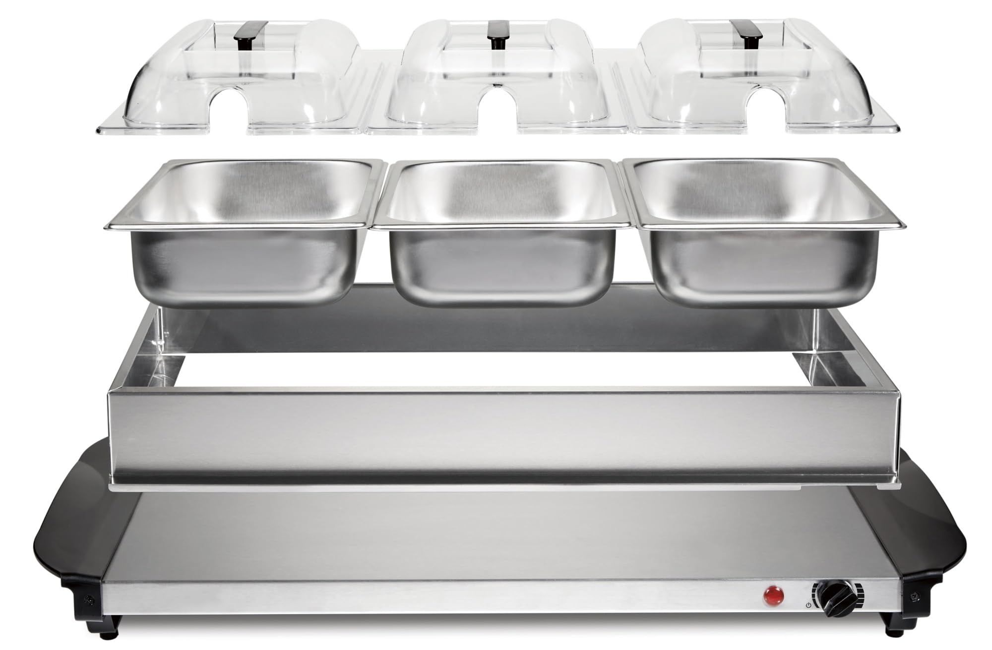 Buffet Server and Food Warming Tray, Stainless Steel Chafing Dishes, Adjustable Heat