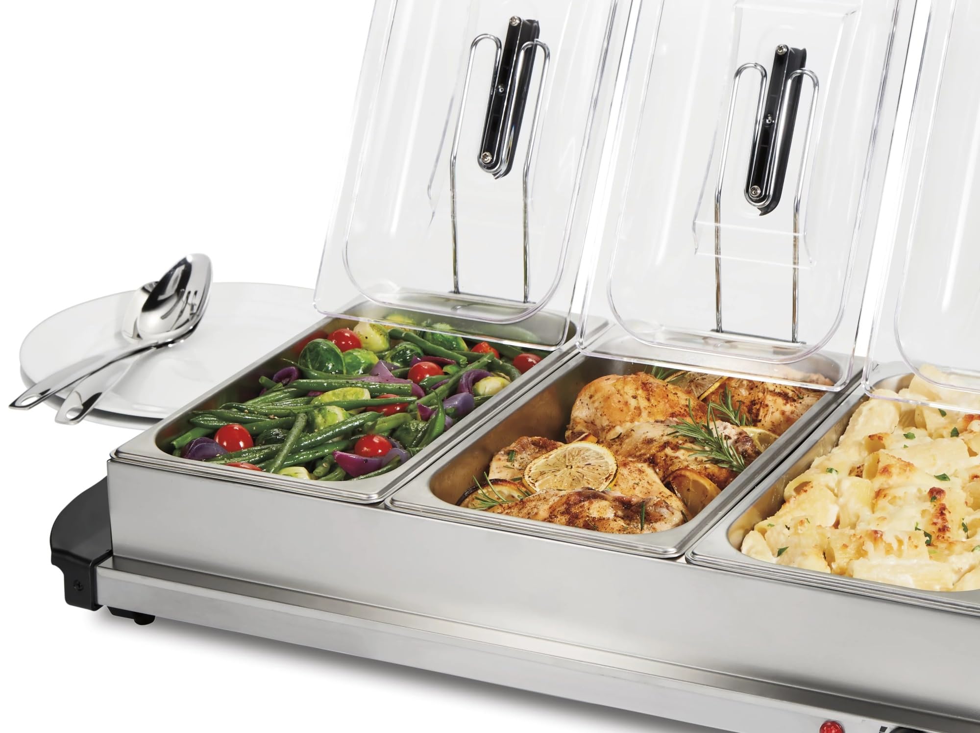 Buffet Server and Food Warming Tray, Stainless Steel Chafing Dishes, Adjustable Heat