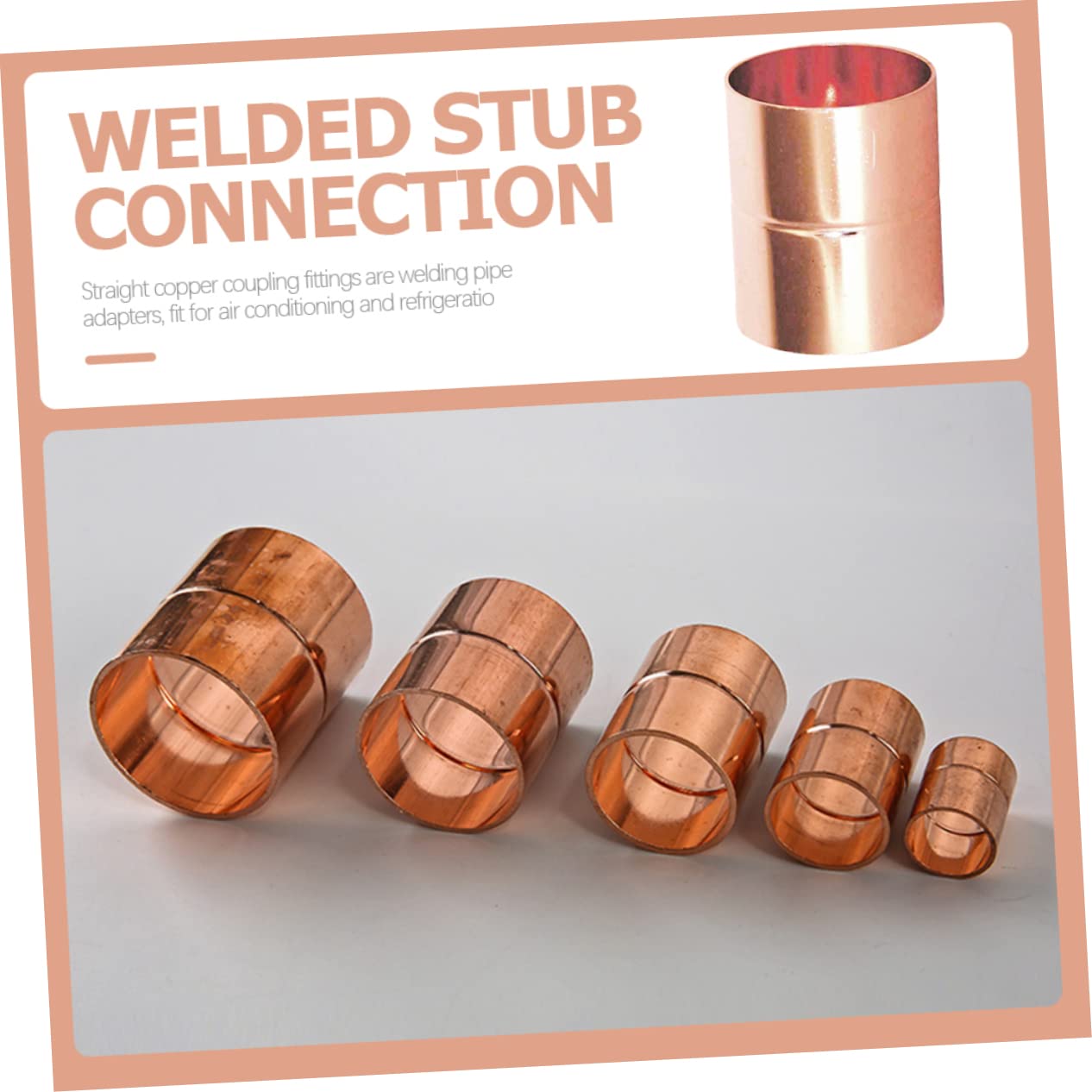 Angoily 15 Pcs Copper Air Conditioning Copper Tube Straight Connector Tubing Coupling Copper Coupling Brass Pushfit Fittings Straight Coupling Brass Fittings Isometric Copper Fittings