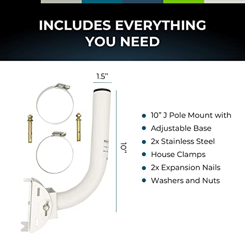 Bolton Technical 10β Inch J Pole Mount Accessory for Outside Antenna(Signal Booster Antenna, Yagi Antenna, Antenna Expansion kit, Dish, TV Antenna, Camera Pole, Weather Proof)