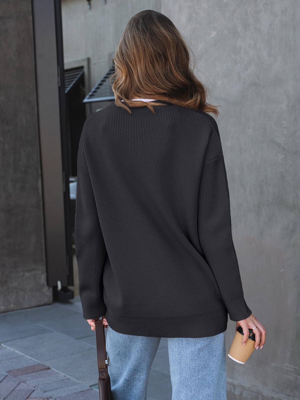 LILLUSORY Women Oversized Cardigan Sweater Fall Outfits Cloth Fashion V Neck Knit Button Front Casual Trendy Tops Black X-Small