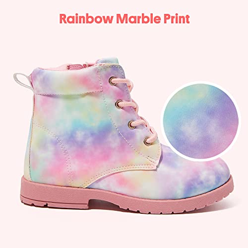 FabKids Fashion Non-Slip Ankle Boots with Easy Off On Side Zipper (Toddler Little Kid Big Kid), Rainbow, Size 2