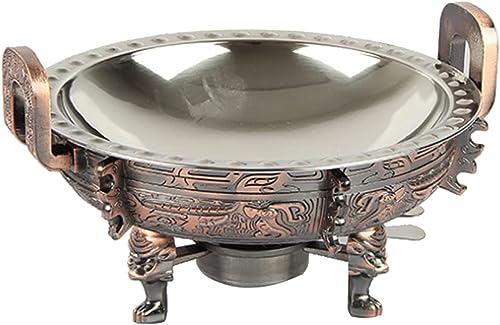 Round Chafing Dish Set for Wedding Banquets Party, Stainless Steel Chafing Buffet Server Warming Tray, with Food Pan, Frame, Lid and Fuel Holder (Color : Red Copper, Size : 28cm)