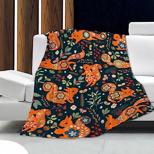 Squirrels Blanket Gift for Girl Women Blanket Super Soft Cozy Warm Throw for Couch Bed Sofa Office Decor All Season 50 * 40" S for Kid