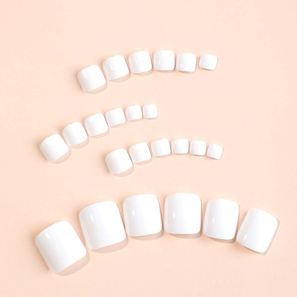 Solid Press On Toenails For Women, Nude White Toe Nail Press Ons, Acrylic Fake Toenails 24pcs uñas para pies