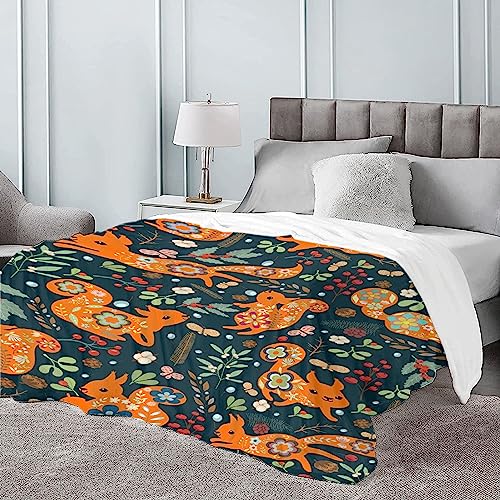 Squirrels Blanket Gift for Girl Women Blanket Super Soft Cozy Warm Throw for Couch Bed Sofa Office Decor All Season 50 * 40" S for Kid
