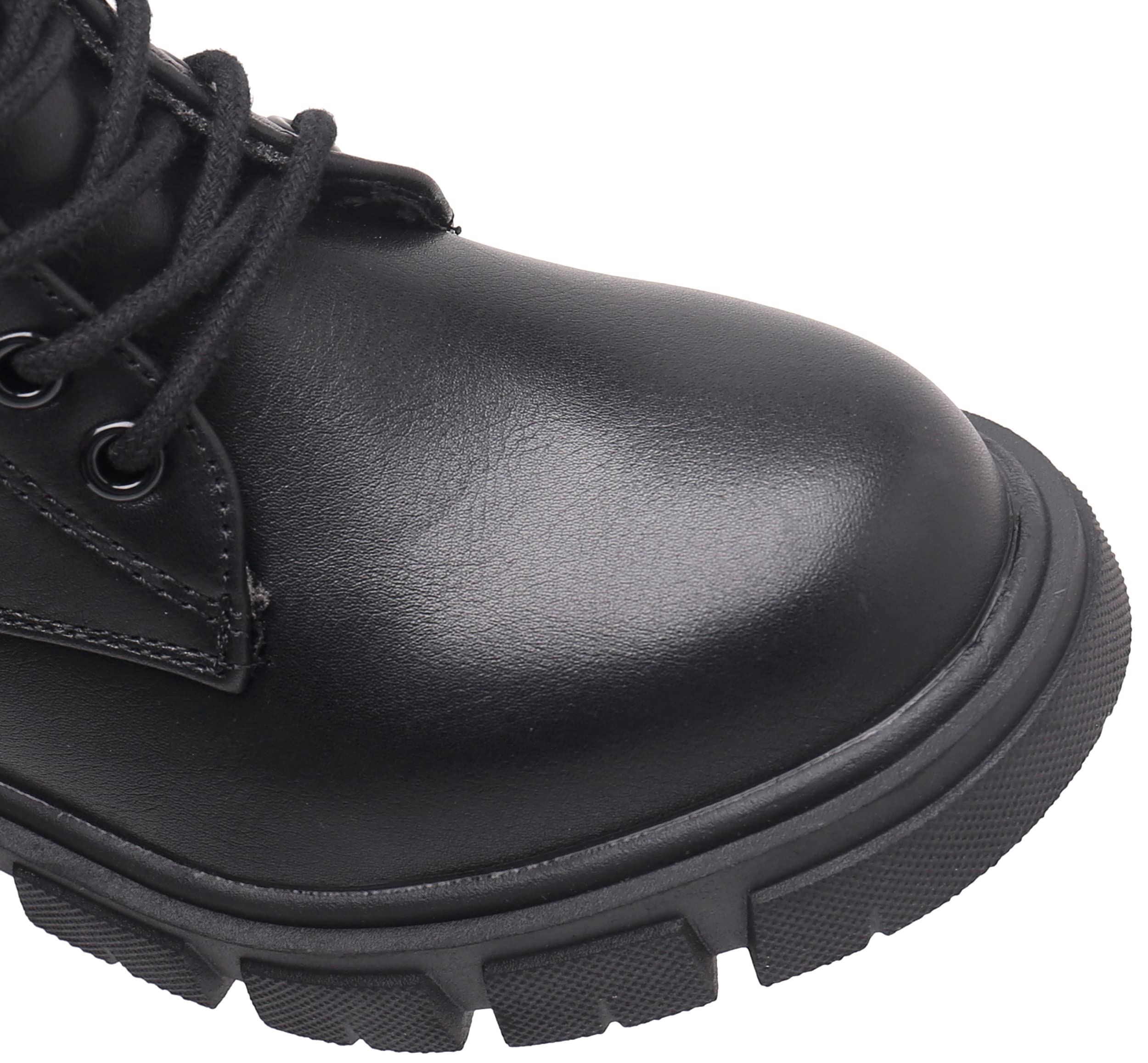 Apakowa Kids Girls Boots Fashion Combat Ankle Boots Side Zipper Booties (Little Kid/Big Kid)