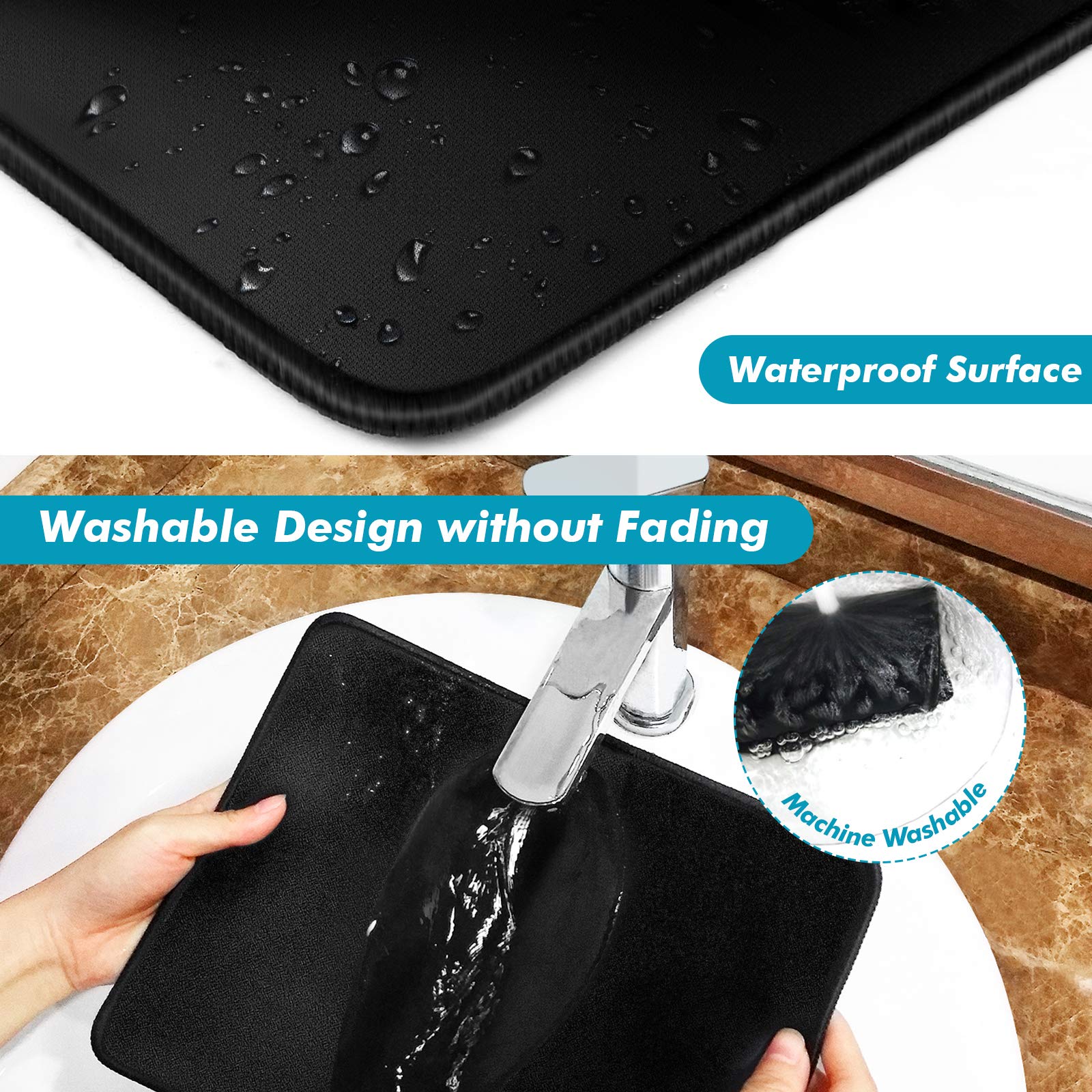 3 Mouse Pad Stitched Edges Premium-Textured Large Mouse Pads Mat Natural Non-Slip Rubber Base Mousepad for Laptop, Computer & PC, 11 x 8.7 inches, Black