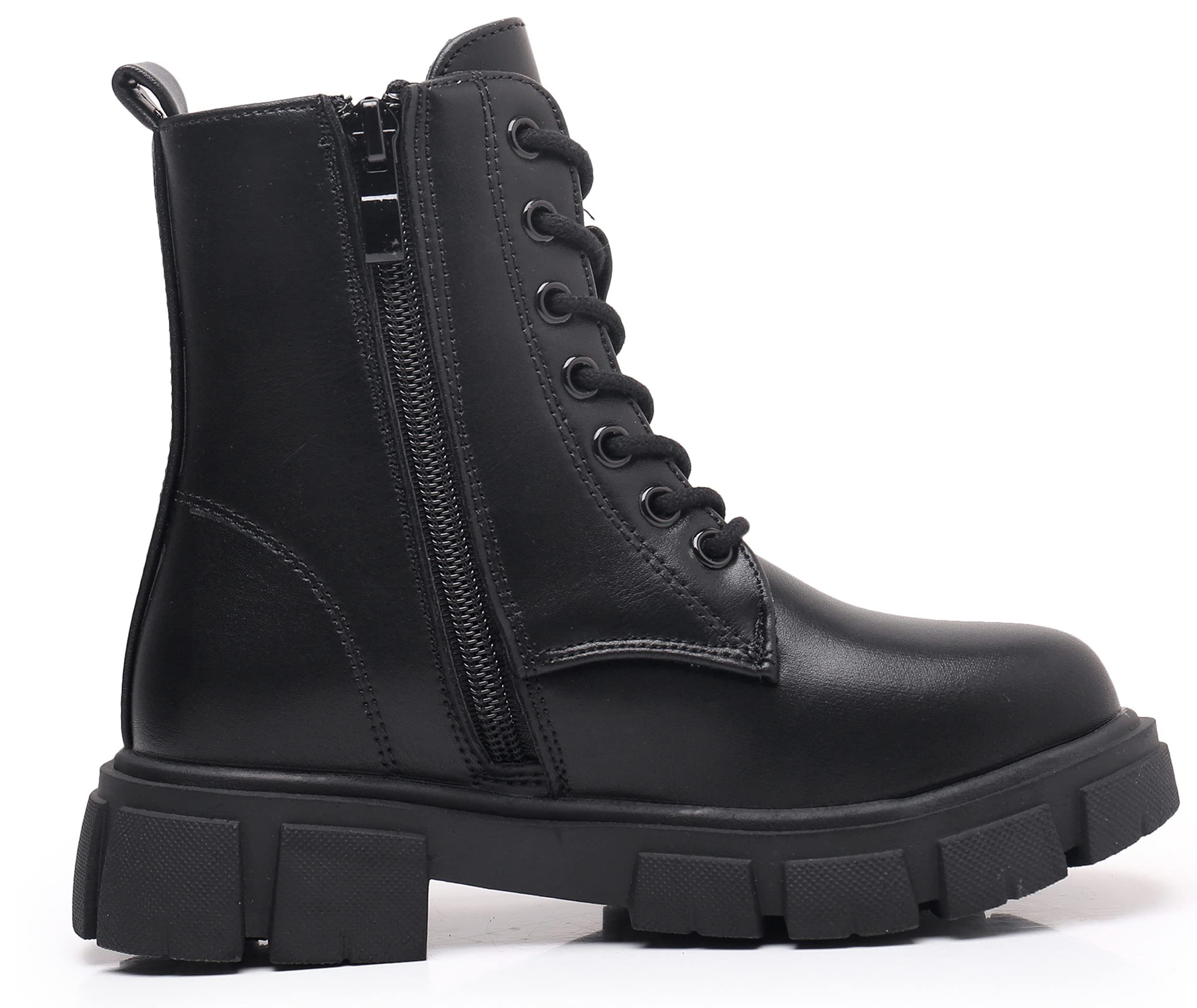 Apakowa Kids Girls Boots Fashion Combat Ankle Boots Side Zipper Booties (Little Kid/Big Kid)