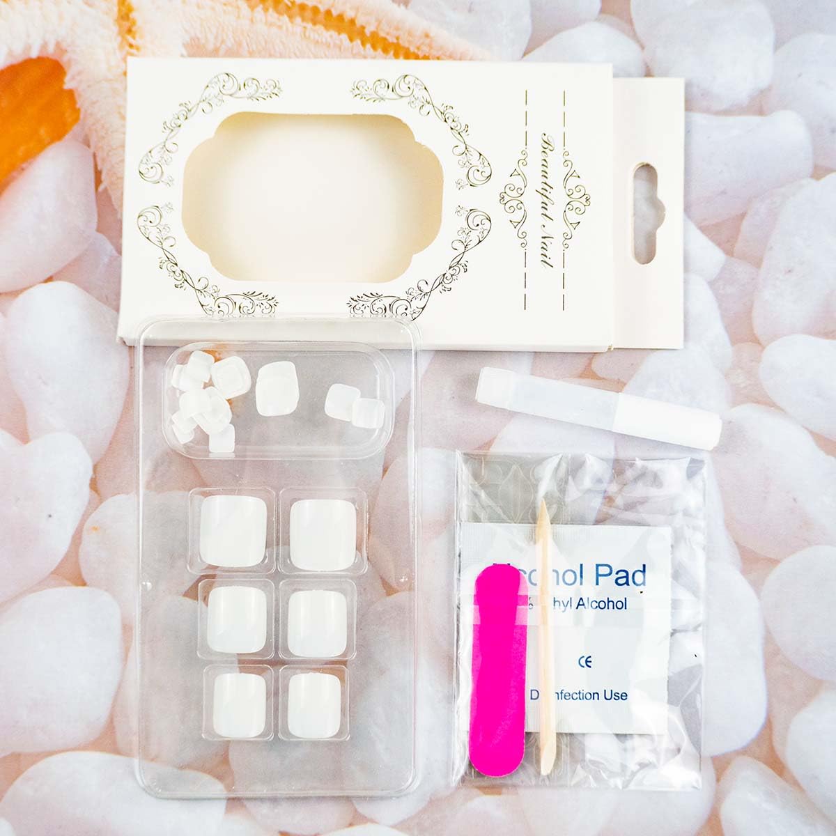 Solid Press On Toenails For Women, Nude White Toe Nail Press Ons, Acrylic Fake Toenails 24pcs uñas para pies