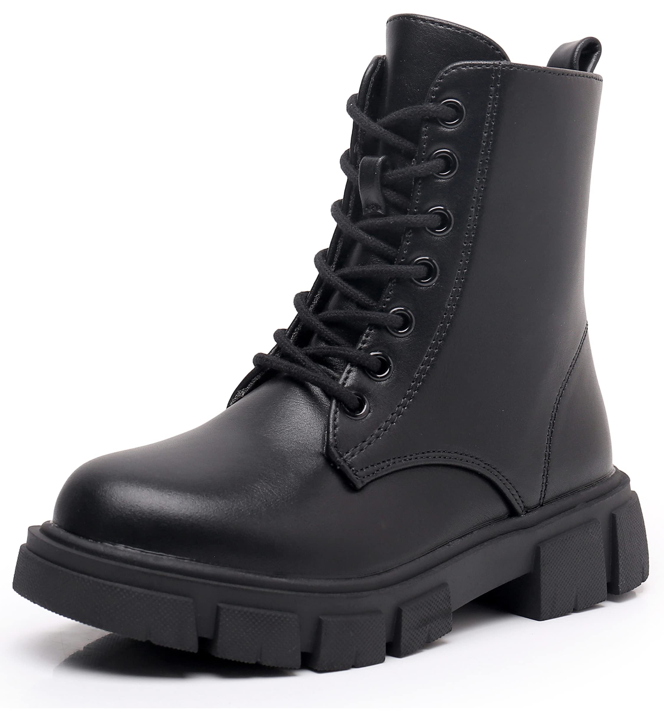 Apakowa Kids Girls Boots Fashion Combat Ankle Boots Side Zipper Booties (Little Kid/Big Kid)