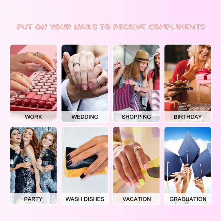 Coolnail Dark Purple Press On False Nails Medium Length Square Reusable Acrylic Deep Violet Solid Color Nail Art Tips Fake Fingernails for Women & Girl
