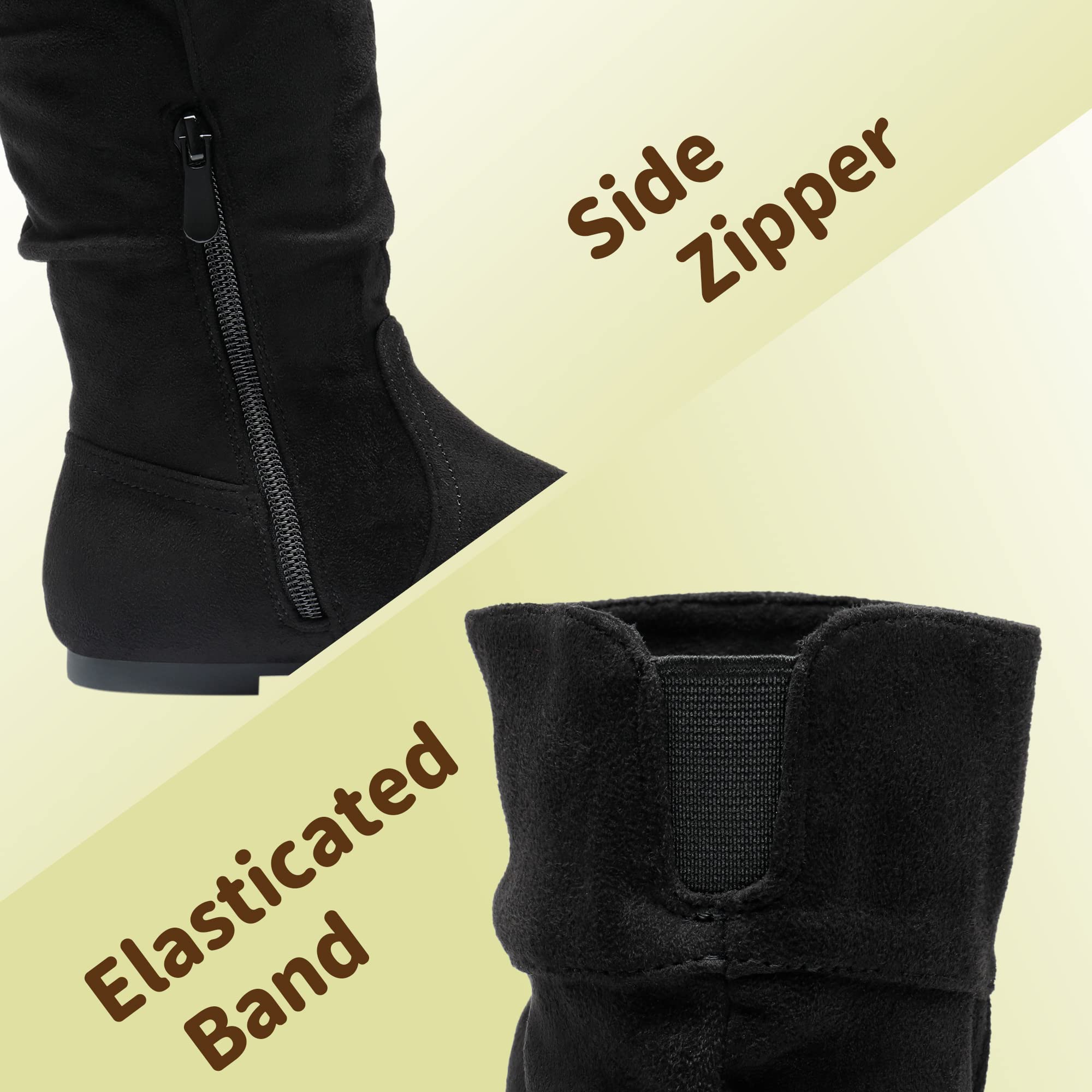 DREAM PAIRS Little Kid BLVD-K Black Girl's Knee High Boots Size 2 M US Little Kid