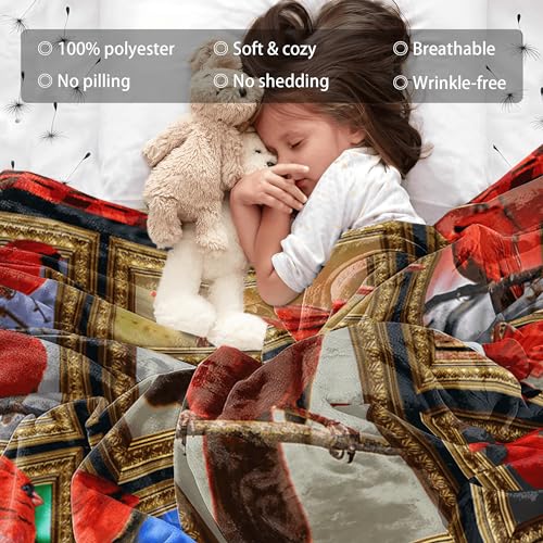 Vcmaluco Cardinal Bird Throw Blanket, Red, 50x60 inch, Acrylic, Casual, Animal Print, High Thermal Performance, Lounging, Napping, Bagged, 1 Count