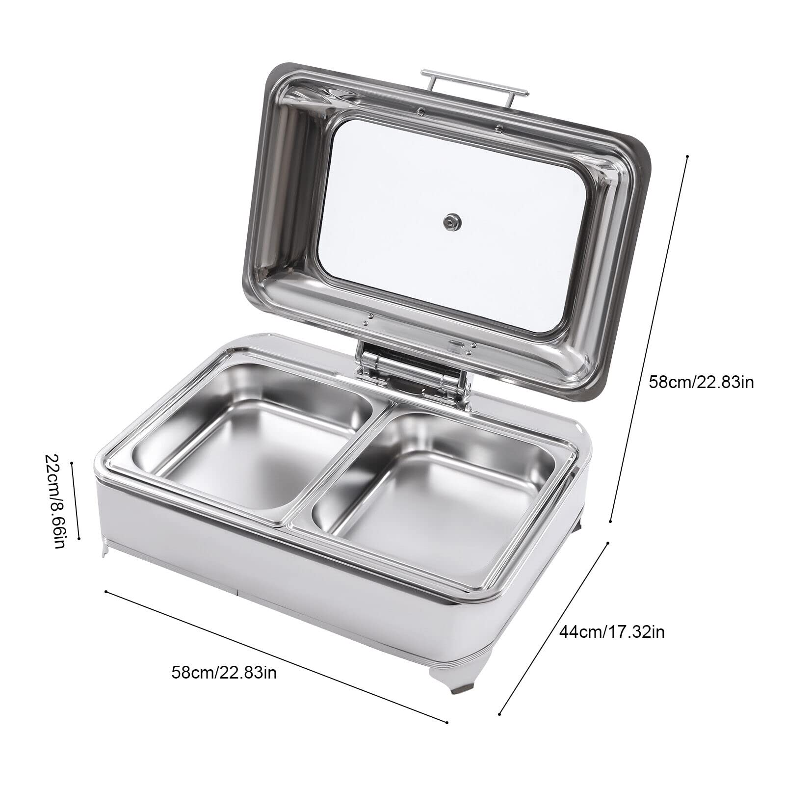 Xuthusman 400W Food Warmers for Parties Buffets Electric, Stainless Steel Buffet Server and Warming Tray, 9L, Chafing Dish Buffet Set - Adjustable Temperature + Hot Plate 1/2