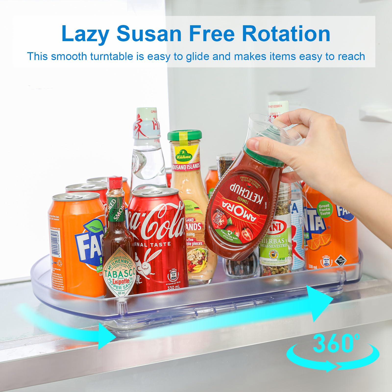 SAMTURUI Lazy Susan Turntable Organizer for Fridge, 360° Rotating, Lazy Susan Spice Storage for Cabinet, Refrigerator, Pantry, Kitchen, Table, Bathroom, Countertop