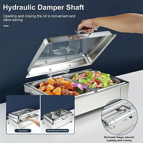 9L Food Warmers for Parties Electric, Stainless Steel Electric Chafing Dish, Party Warming Trays - Adjustable Temperature + Hot Plate Electricgn(Size:1 Grid)