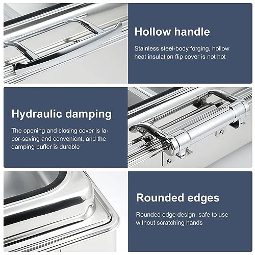 9L Food Warmers for Parties Electric, Stainless Steel Electric Chafing Dish, Party Warming Trays - Adjustable Temperature + Hot Plate Electricgn(Size:1 Grid)