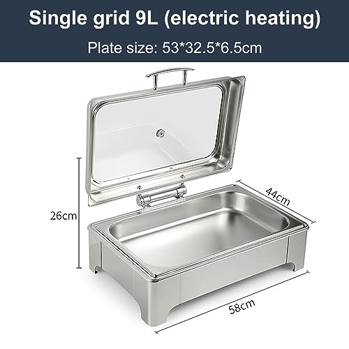 9L Food Warmers for Parties Electric, Stainless Steel Electric Chafing Dish, Party Warming Trays - Adjustable Temperature + Hot Plate Electricgn(Size:1 Grid)