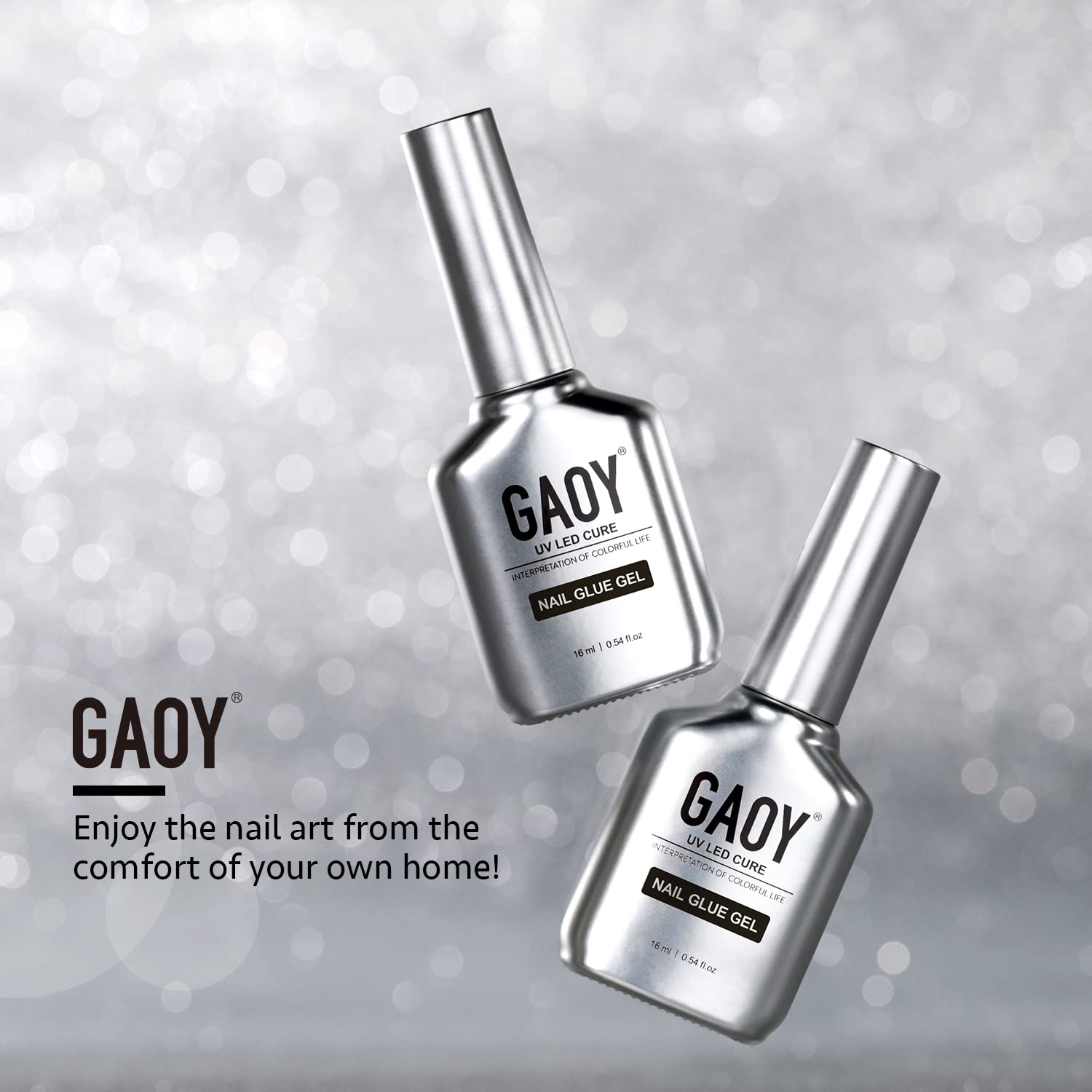 GAOY 2Pcs 16ml Gel Nail Glue for Acrylic Nails Tips, 2 in 1 Nail Glue and Base Coat, UV Light Cure