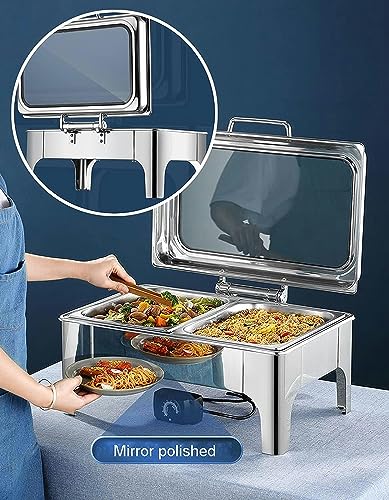 Chafing Dishes Food Warmers, Buffet Server Hot Trays in Stainless Steel, Electric Plate Warmer for Catering Buffet, Hot Plates for Keeping Food Warm (9l 1/2size)
