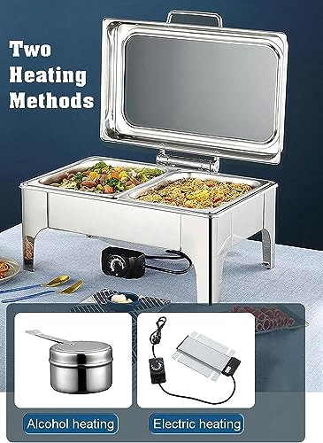 Chafing Dishes Food Warmers, Buffet Server Hot Trays in Stainless Steel, Electric Plate Warmer for Catering Buffet, Hot Plates for Keeping Food Warm (9l 1/2size)