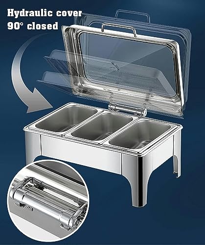 Chafing Dishes Food Warmers, Buffet Server Hot Trays in Stainless Steel, Electric Plate Warmer for Catering Buffet, Hot Plates for Keeping Food Warm (9l 1/2size)