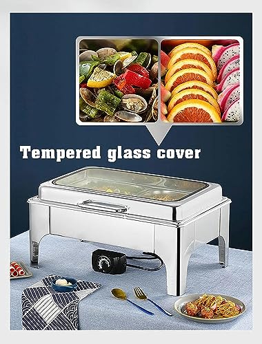 Chafing Dishes Food Warmers, Buffet Server Hot Trays in Stainless Steel, Electric Plate Warmer for Catering Buffet, Hot Plates for Keeping Food Warm (9l 1/2size)