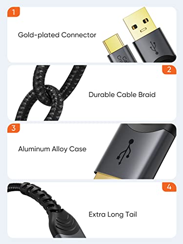 CableCreation Short USB C Cable 3A Fast Charging 2 Pack 1FT, USB-A to USB-C Charge Double-Braided Exterior Compatible with iPad Mini Galaxy S21 S20 S10 S9 Note 10 9 PS5 Controller, USB C Cord Gray