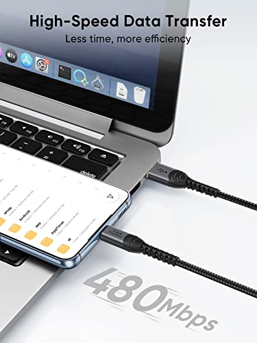 CableCreation Short USB C Cable 3A Fast Charging 2 Pack 1FT, USB-A to USB-C Charge Double-Braided Exterior Compatible with iPad Mini Galaxy S21 S20 S10 S9 Note 10 9 PS5 Controller, USB C Cord Gray