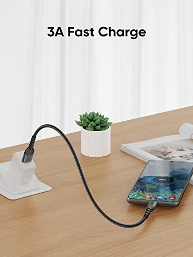 CableCreation Short USB C Cable 3A Fast Charging 2 Pack 1FT, USB-A to USB-C Charge Double-Braided Exterior Compatible with iPad Mini Galaxy S21 S20 S10 S9 Note 10 9 PS5 Controller, USB C Cord Gray