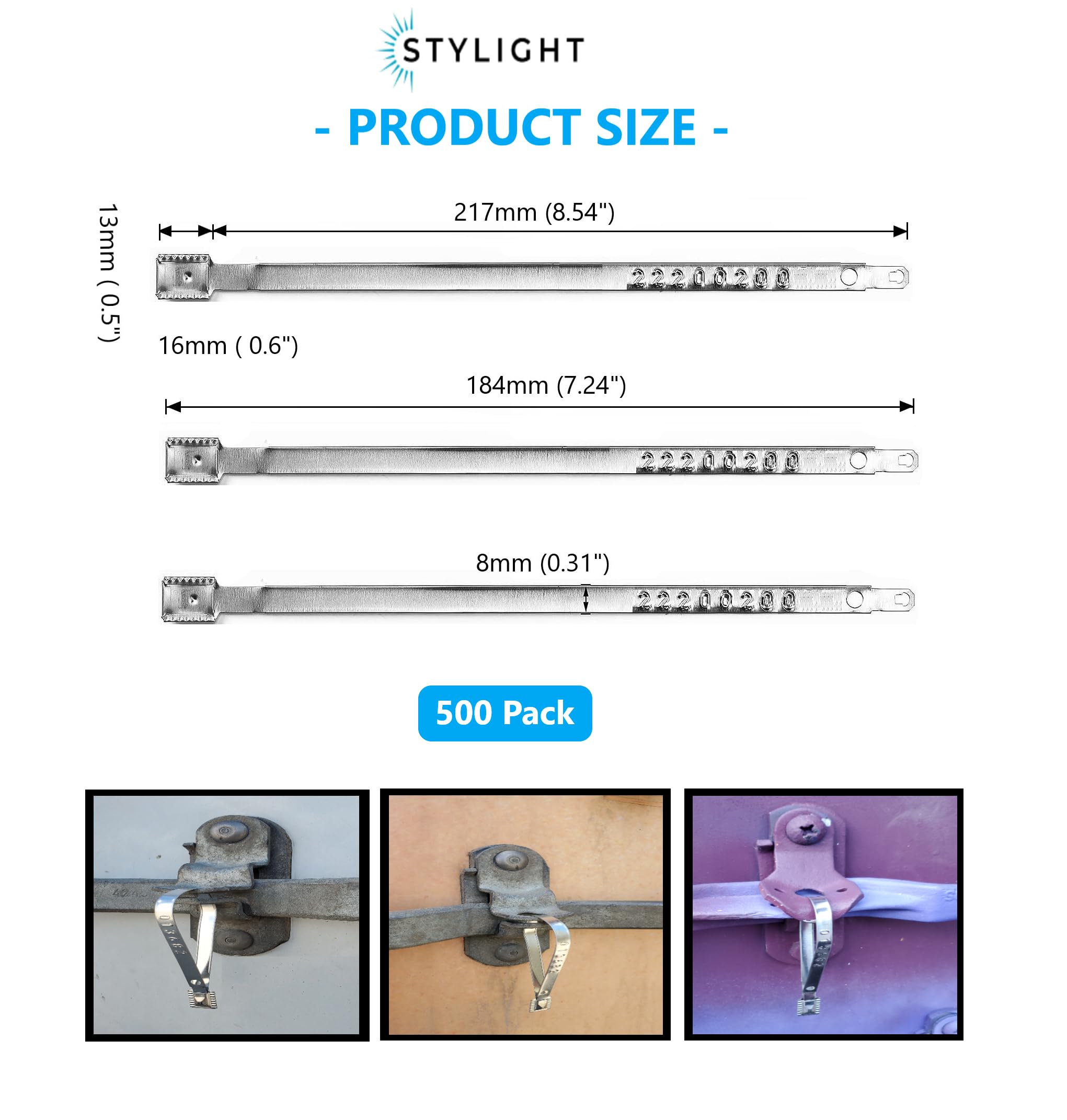 STYLIGHT 500 Metal Truck Seals, Shipping Seals, Metal Trailer Seals, Metal Container Seals, Security Seals Tamper Evident Seal, Steel Seals Numbered Sequentially Seals (500 Pack)