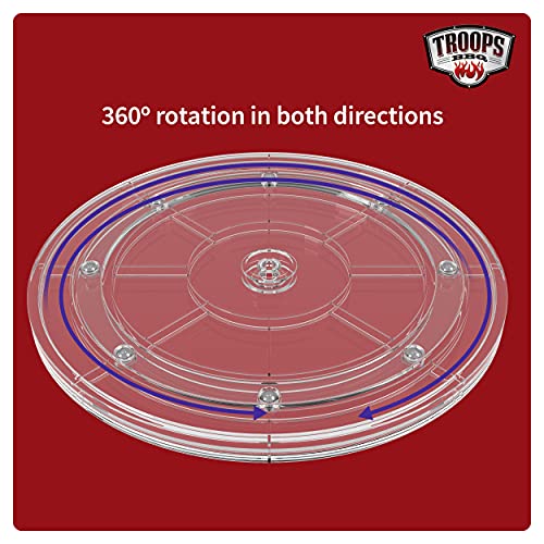 TROOPS BBQ 9” Lazy Susan Turntable Organizer for Table, Kitchen Countertop, Pantry, Cabinet, Spices, Makeup, TV, Rotating Swivel Base Clear Acrylic Plates, 50-lb Load Capacity, 1-Pack