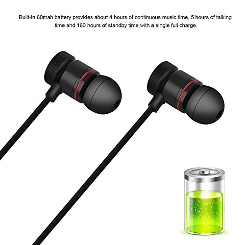 Yoidesu Wireless Headphones, Portable Wireless Bluetooth Headphones Magnetic Earbuds Sports Earphone Built-in Microphone for iPhone Android(Black)