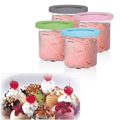 Creami Pints and Lids, for Creami Ninja,16 OZ Creami Containers Reusable,Leaf-Proof for NC301 NC300 NC299AM Series Ice Cream Maker