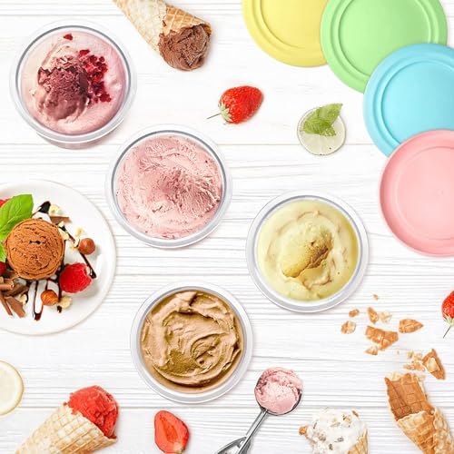 Creami Pint Containers, for Ninja Creami Containers 4 Pack,16 OZ Ice Cream Pint Cooler Airtight,Reusable for NC301 NC300 NC299AM Series Ice Cream Maker