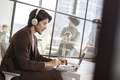 Jabra Evolve2 75 Wireless PC Headset with 8-Microphone Technology - Dual Foam Stereo Headphones with Advanced Active Noise Cancellation, USB-A Bluetooth Adapter and MS Teams-Compatibility - Beige