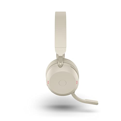Jabra Evolve2 75 Wireless PC Headset with 8-Microphone Technology - Dual Foam Stereo Headphones with Advanced Active Noise Cancellation, USB-A Bluetooth Adapter and MS Teams-Compatibility - Beige