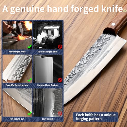 Professional Hand Forged Japanese Chef Knife 8 inch Kitchen Knives Super Sharp High Carbon Stainless Steel Chefs Knife Comfortable Cocobolo Wooden Handle with Gift Box